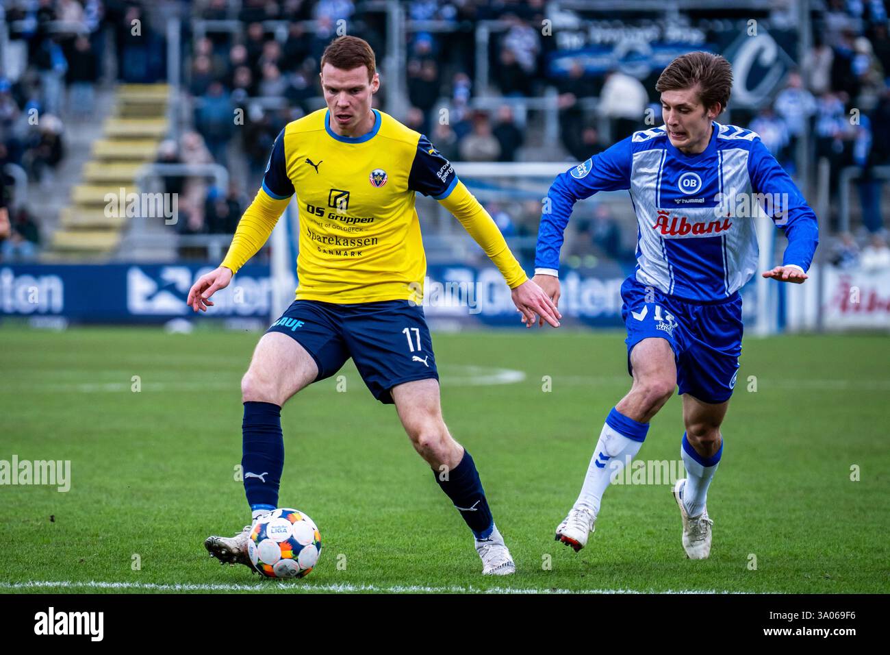 Odense, Denmark. 02nd, March 2025. Zander Hyltoft (17) of Hobro and Max ...