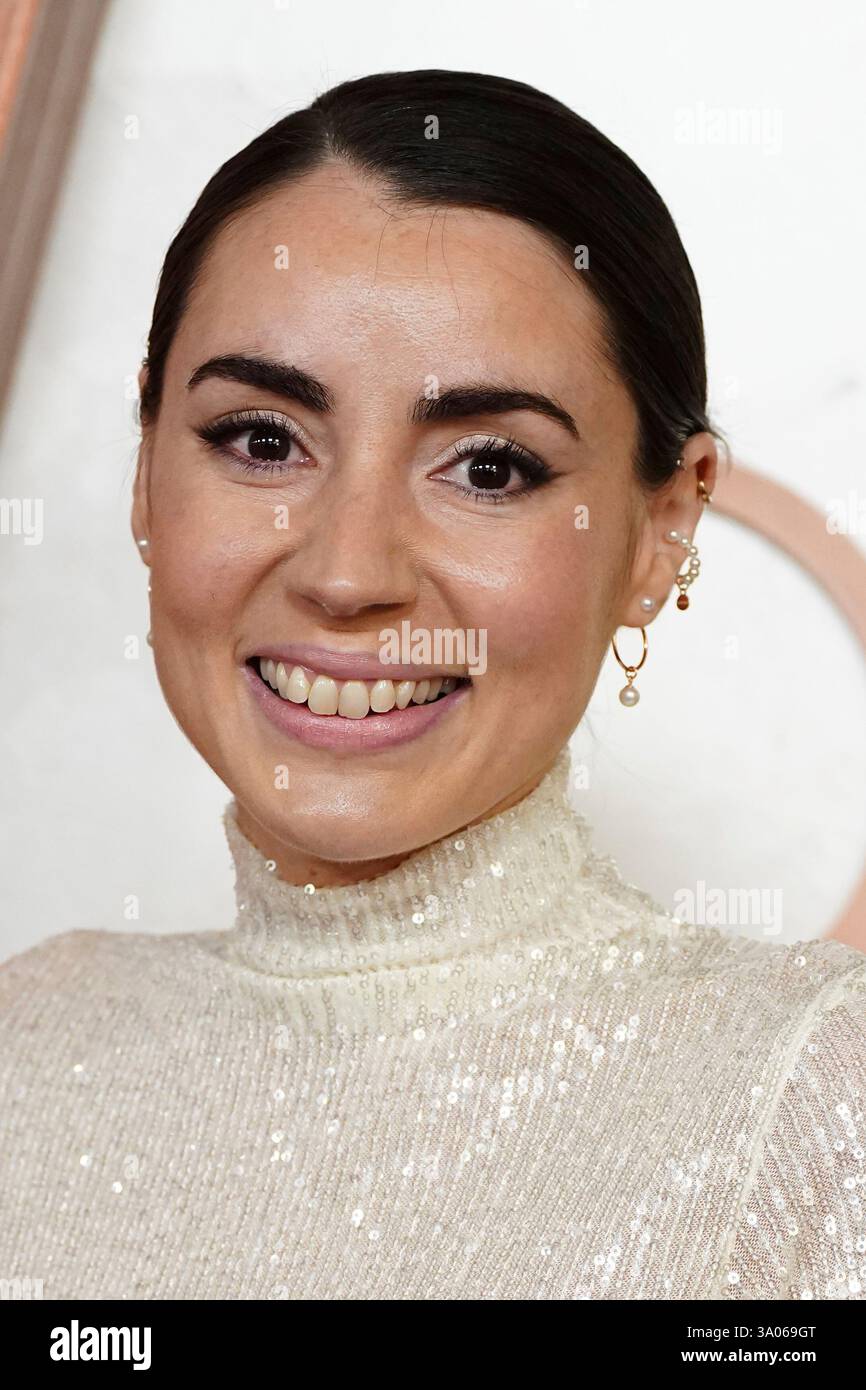 Sarah Nuth arrives at the Oscars on Sunday, March 2, 2025, at the Dolby ...