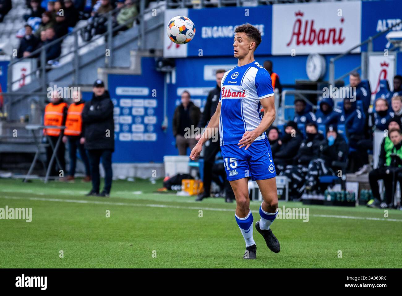 Odense, Denmark. 02nd Mar, 2025. Marcus Mccoy (15) of Odense BK seen ...