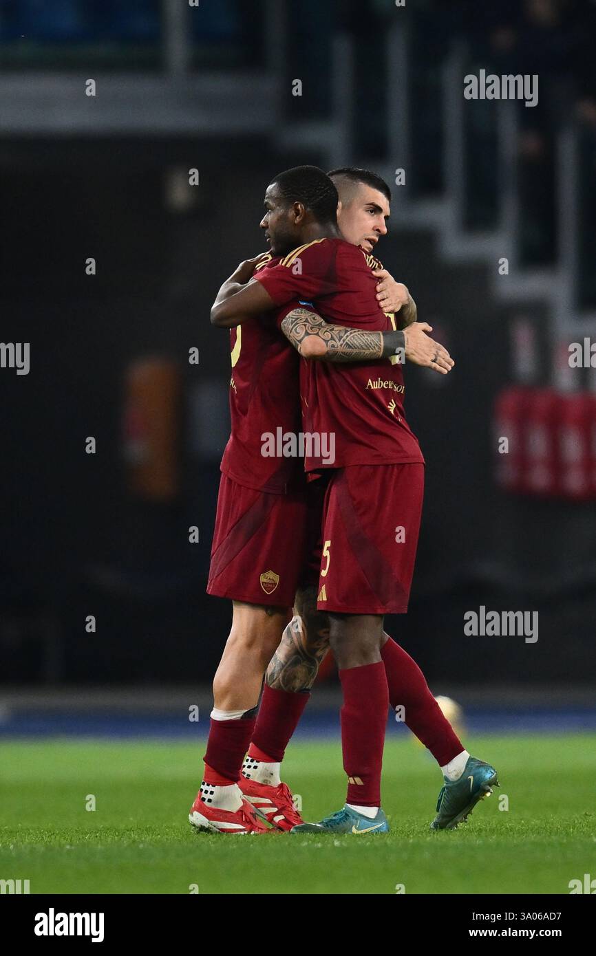 Rome, Italy. 02nd Mar, 2025. Gianluca Mancini of A.S. Roma and Evan ...