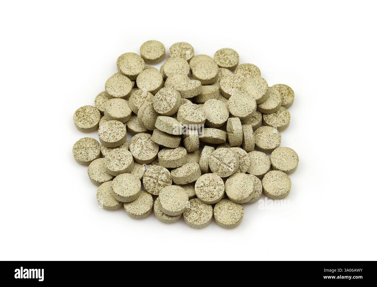 Pile of Ashwagandha pills isolated on white background. Natural organic ...