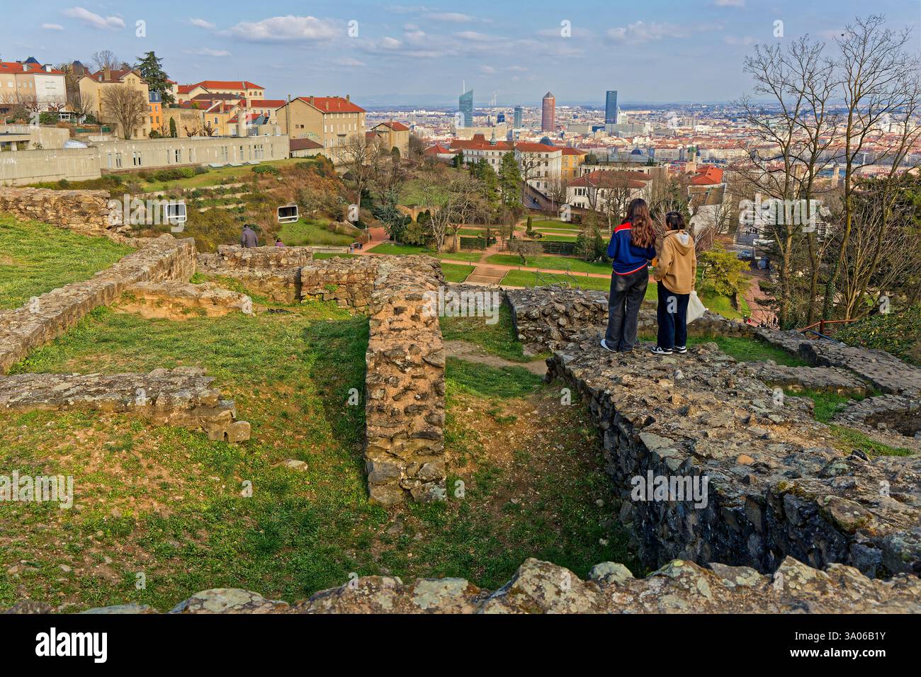 LYON, FRANCE, March 1, 2025 : Ruins of antique roman buildings over the ...