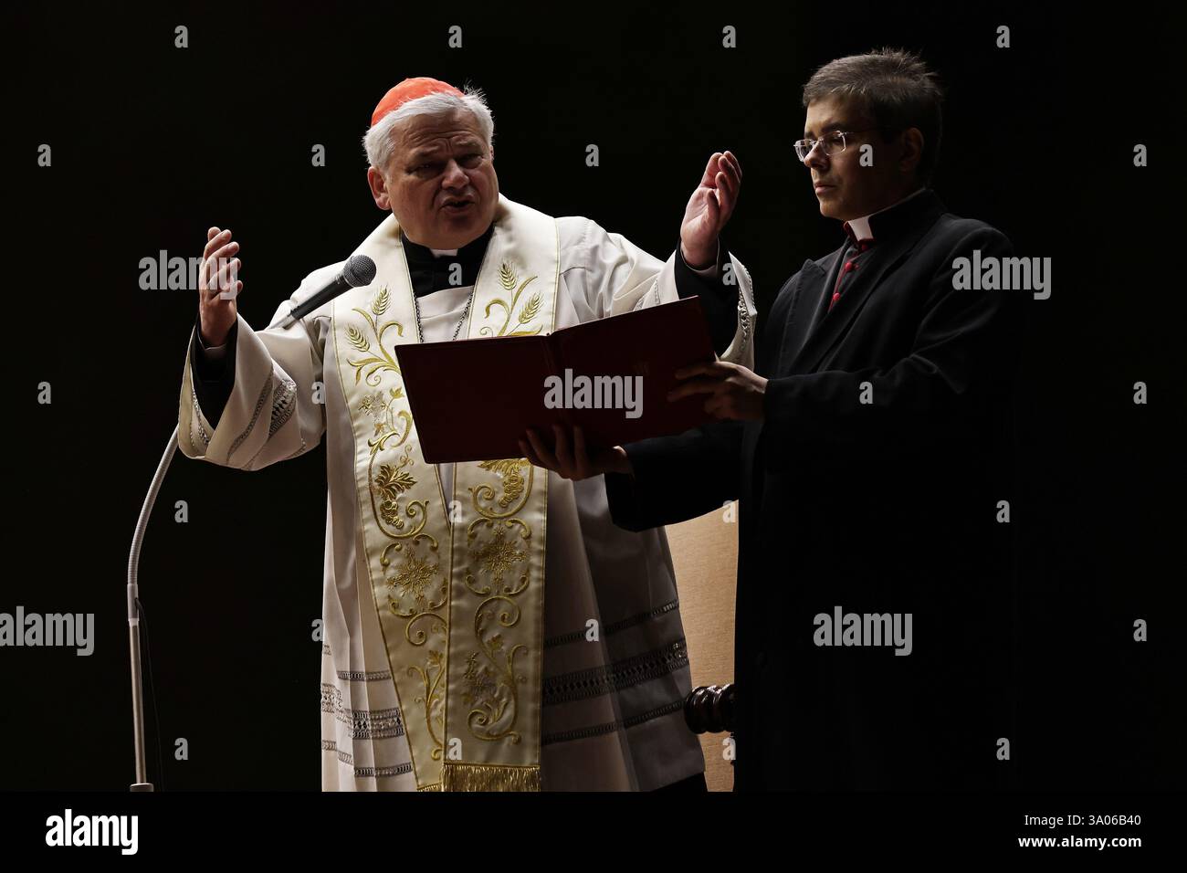 March 2, 2025 - Vatican City. Cardinal CONRAD KRAJEWSKI leads the Holy ...