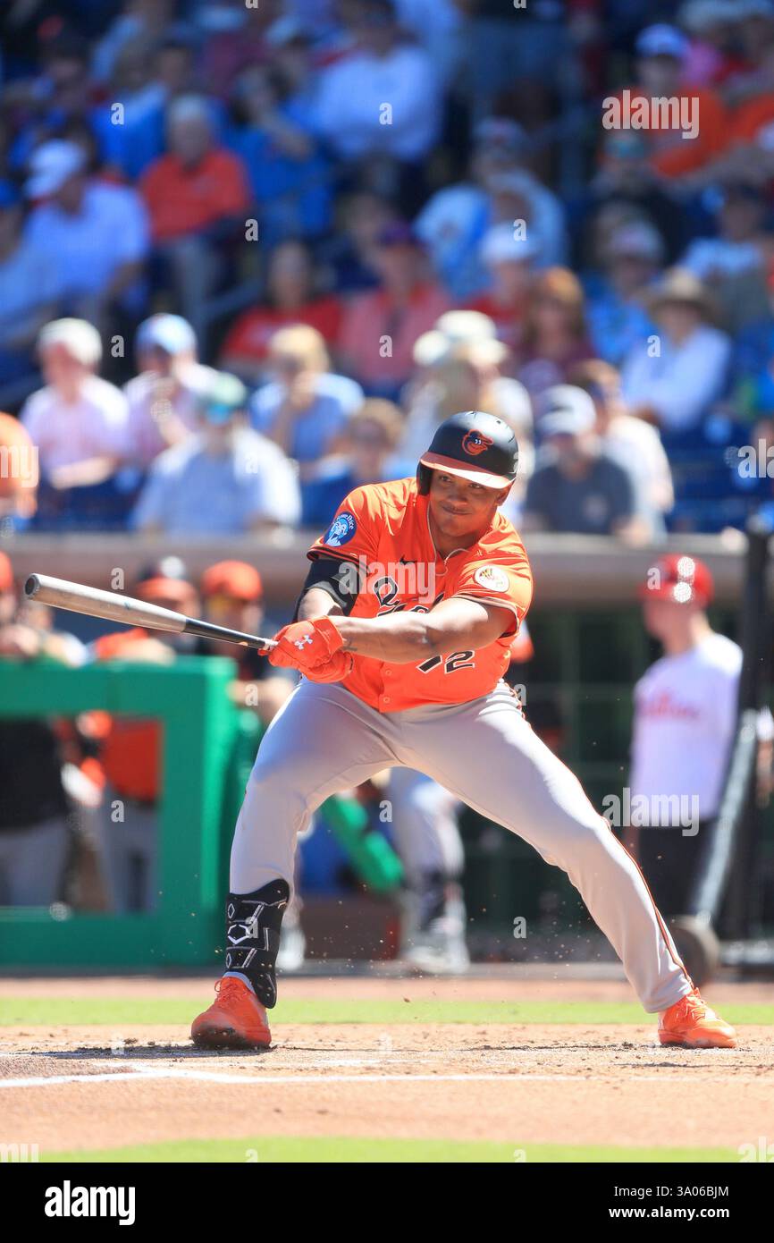 CLEARWATER, FL - MARCH 02: Baltimore Orioles DH Samuel Basallo (72) at ...
