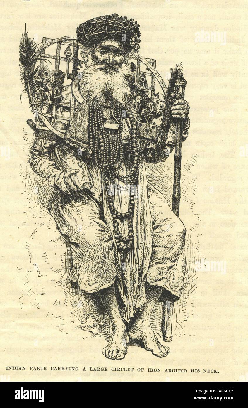 Lithographic portraits, Indian pakir carrying a large circlet of iron ...
