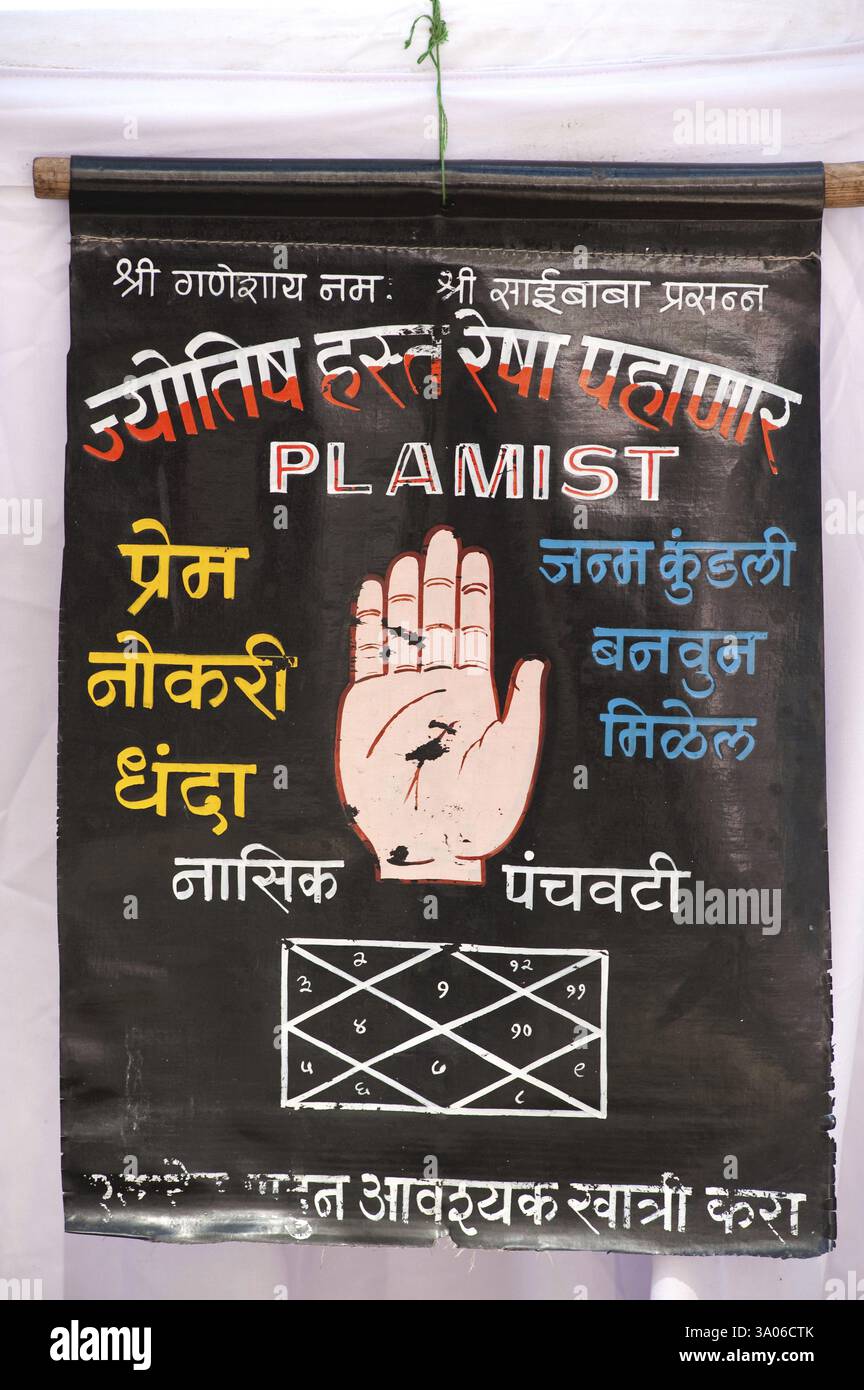 Board of palmist at Kala Ghoda art festival 2010, Bombay Mumbai ...