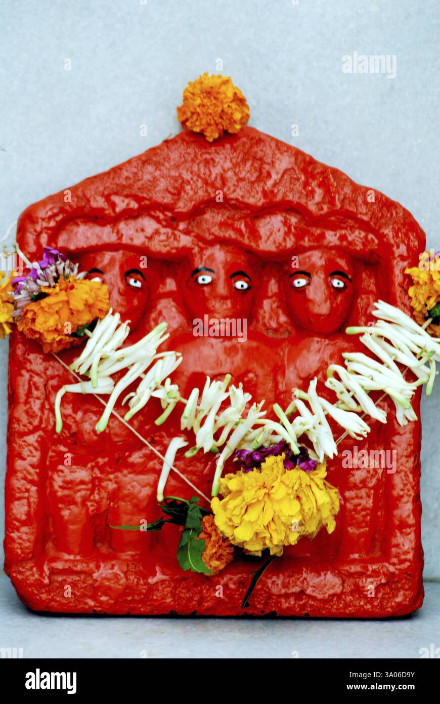 Three different faces of God, engraved statues called Shri Bab Dev i.e ...