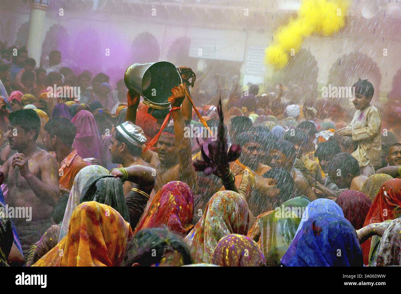 Playing Holi with gulal and Abir, Dauji temple, Baldeo, Uttar Pradesh ...