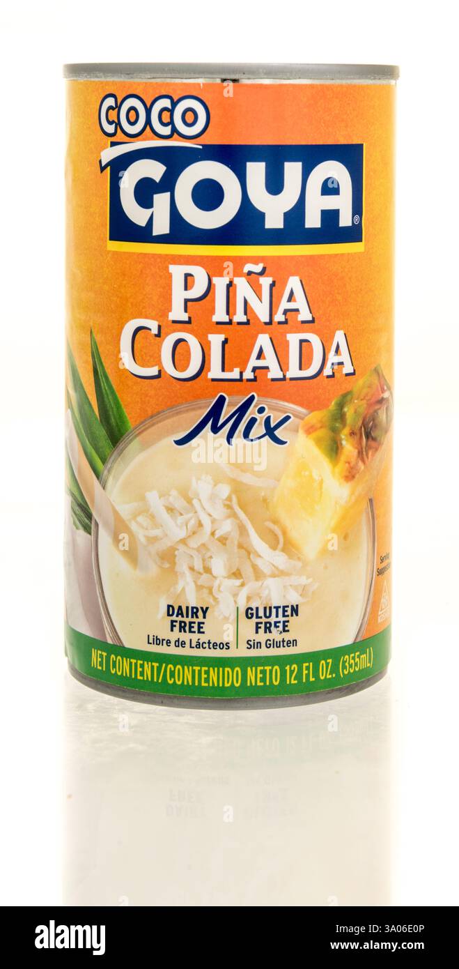 Winneconne, WI - 23 February 2025: A can of Coco Goya pina colada mix ...