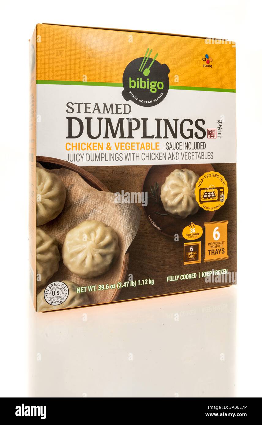 Winneconne, WI - 23 February 2025: A package of Bibigo steamed ...