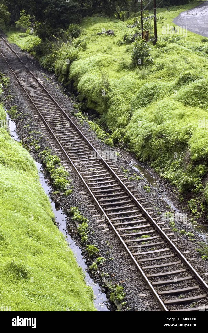 Railway iron tracks, Raigadh district, Maharashtra, India, Asia Stock ...