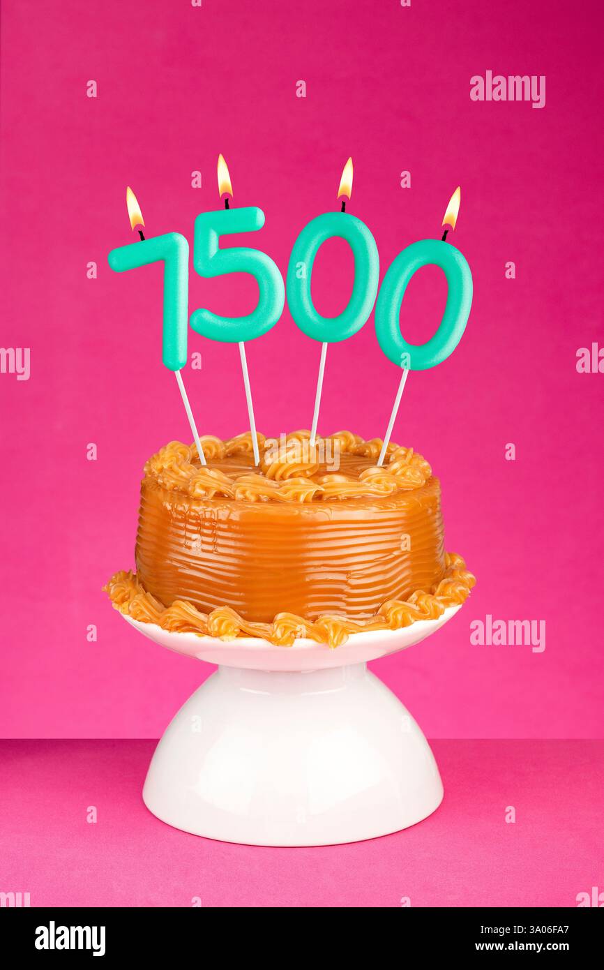 Birthday cake with number 7500 candle - Number of followers or likes ...