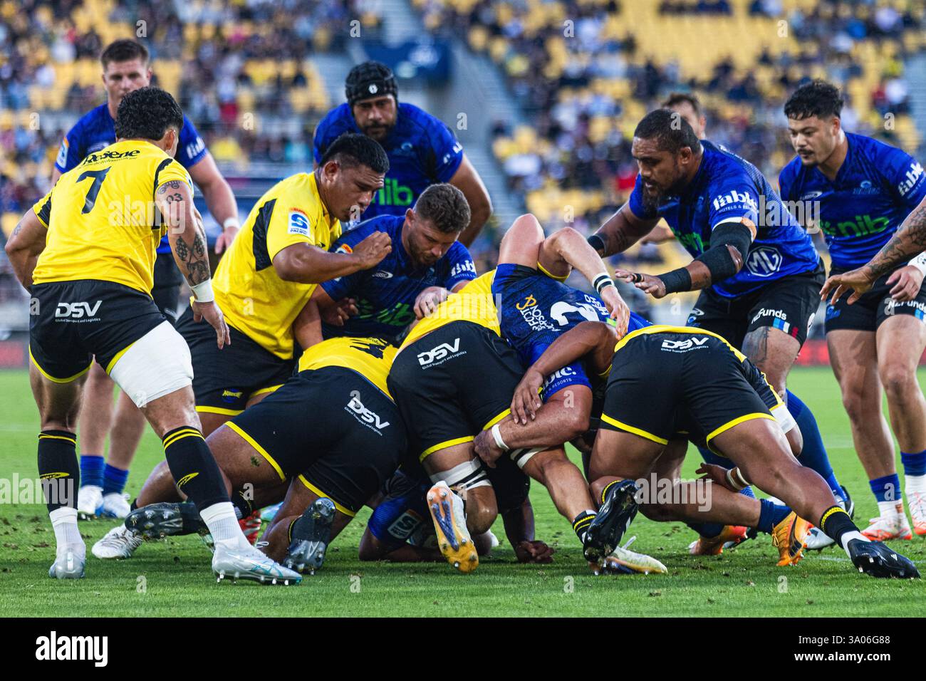 Wellington, New Zealand, 1 March, 2025. Hurricanes right flanker Du ...