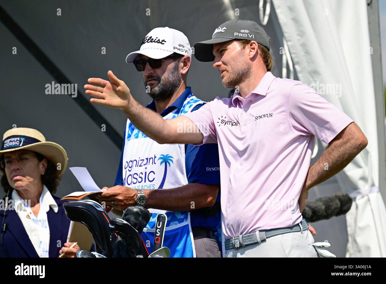 PALM BEACH GARDENS, FL - MARCH 1: Caddie Andrew Sanders, left, and ...