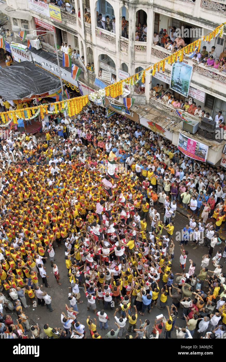 Aerial view human pyramid, Dahikala, Janmashtami janmashtmi gokul ...