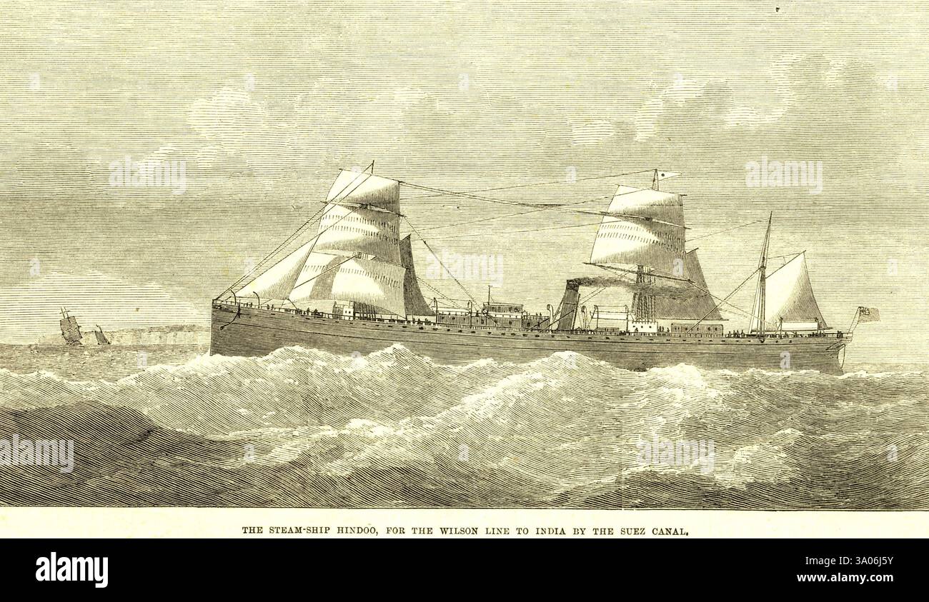 The steam ship Hindu, for the Wilson line to India by the Suez Canal ...