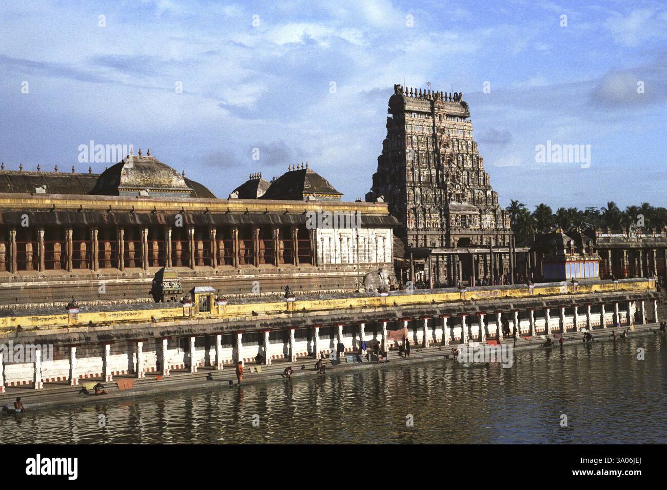 Nataraj temple east Rajagopuram tower and Sivaganga tank at Chidambaram ...
