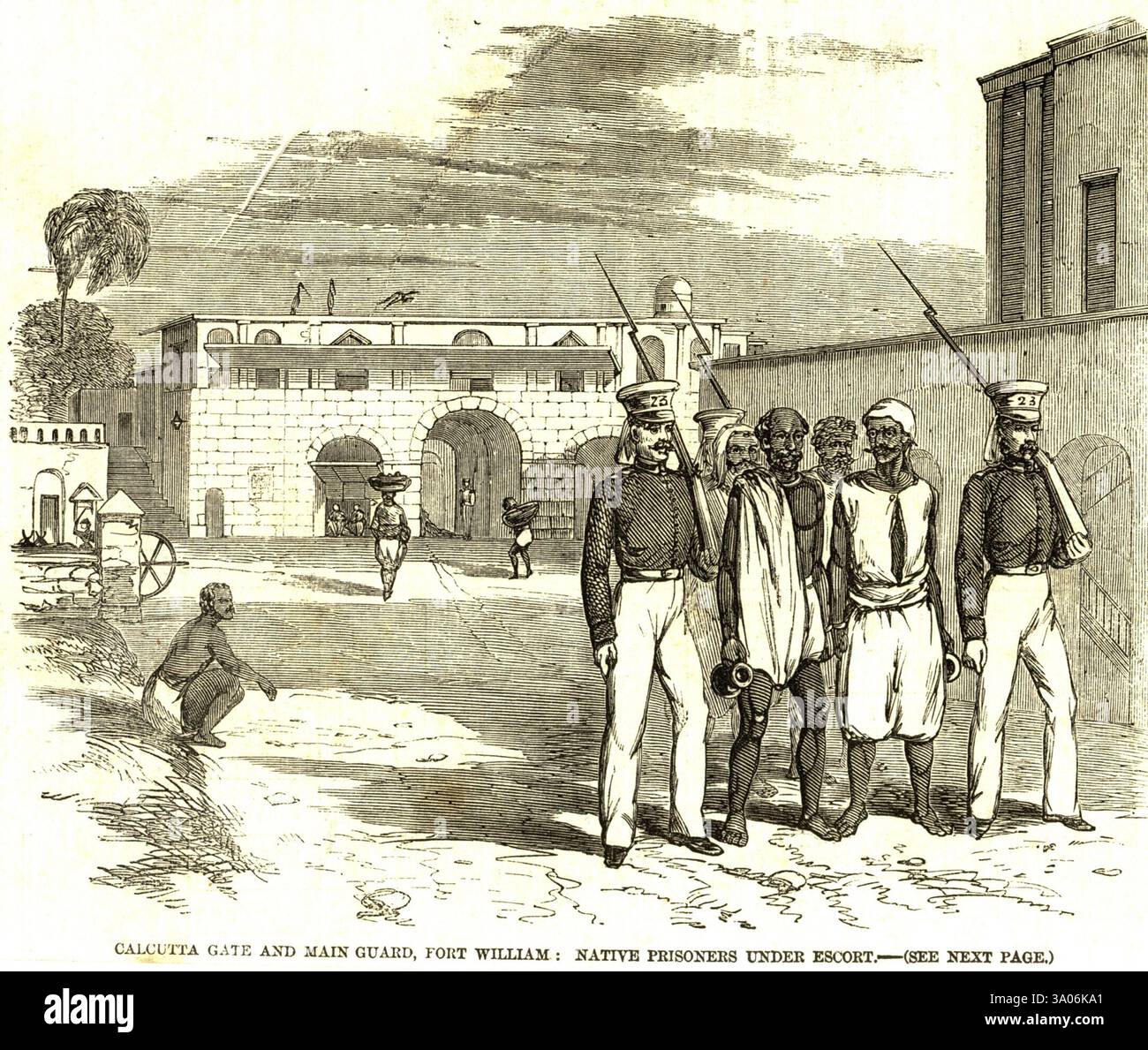 Calcutta gate and main guard, fort William, native prisoners under ...