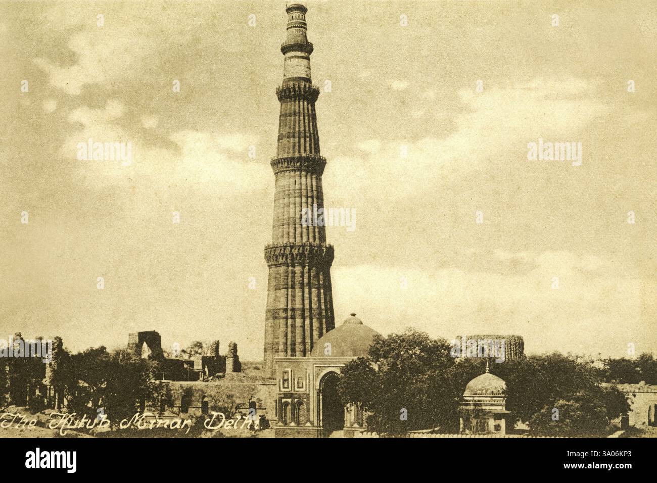Heritage, old picture postcard, Kutub Minar now world heritage site ...