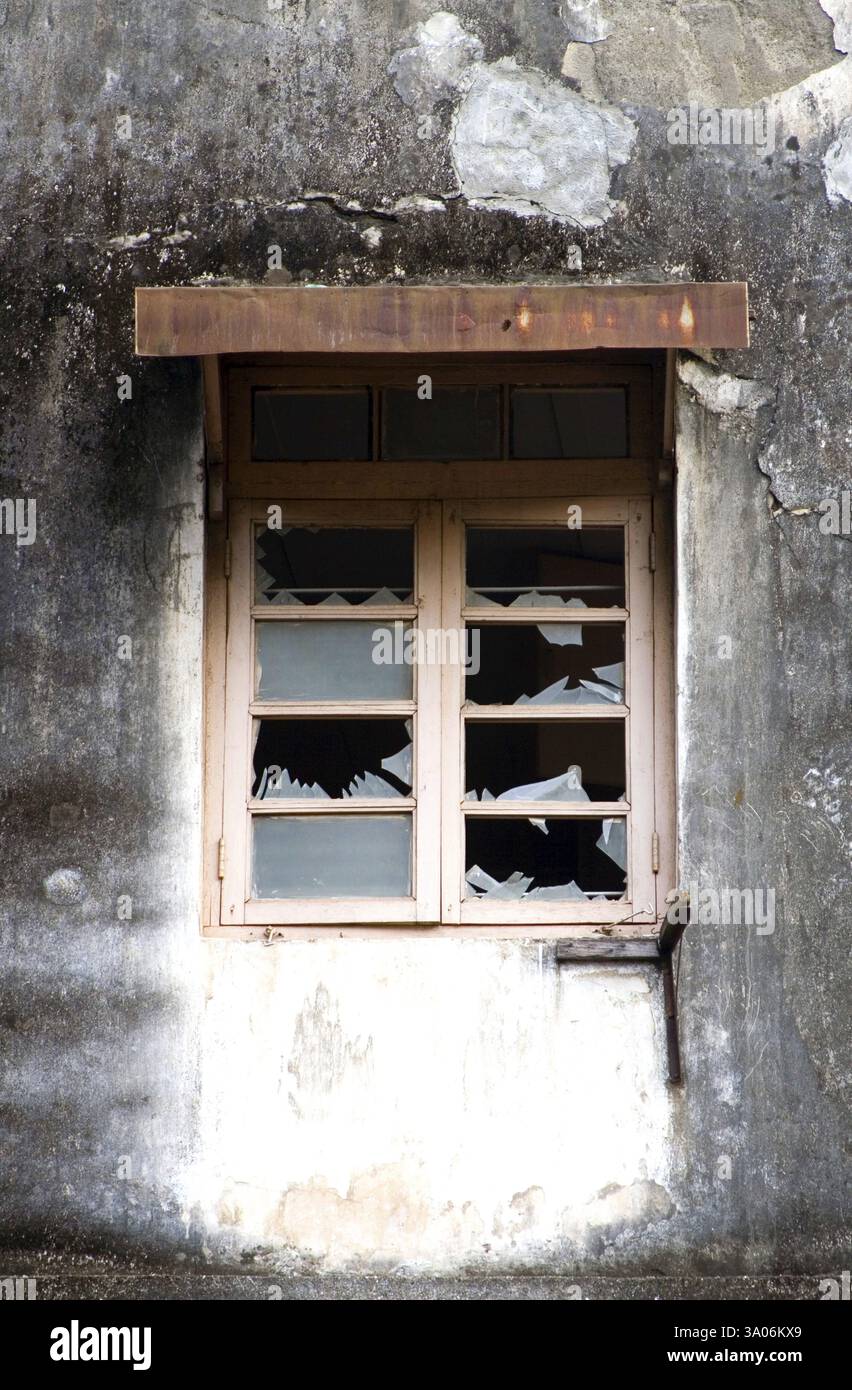 Windows broken by terrorists bomb attack near Nariman house in year 2008, Bombay Mumbai ...