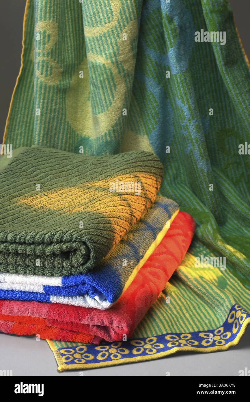 Morning light falling on cotton turkish bath towels, India, Asia Stock ...