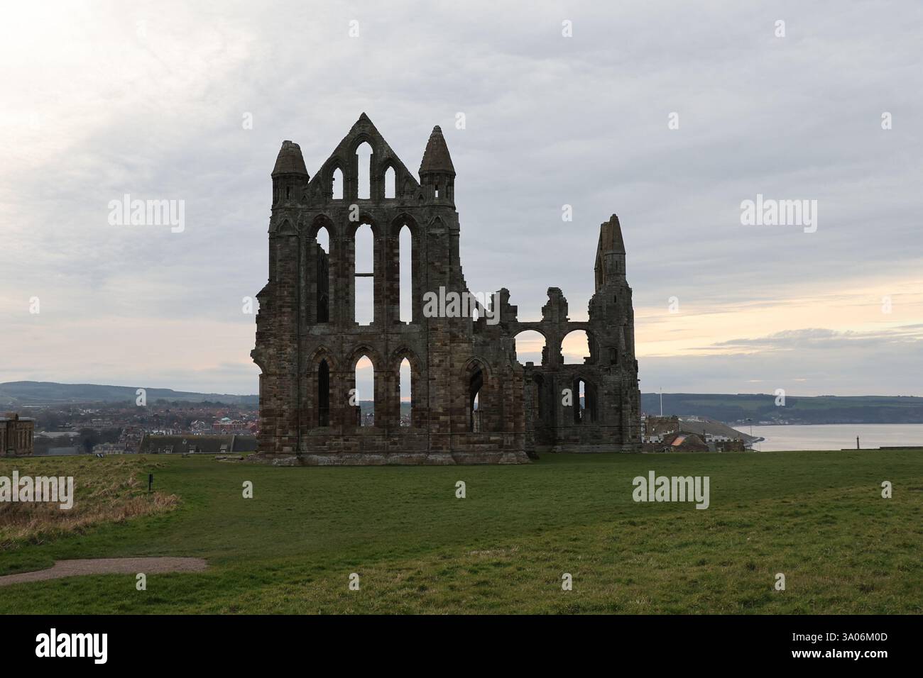 A bright spring day at Whitby on the Yorkshire coast, showing the ...