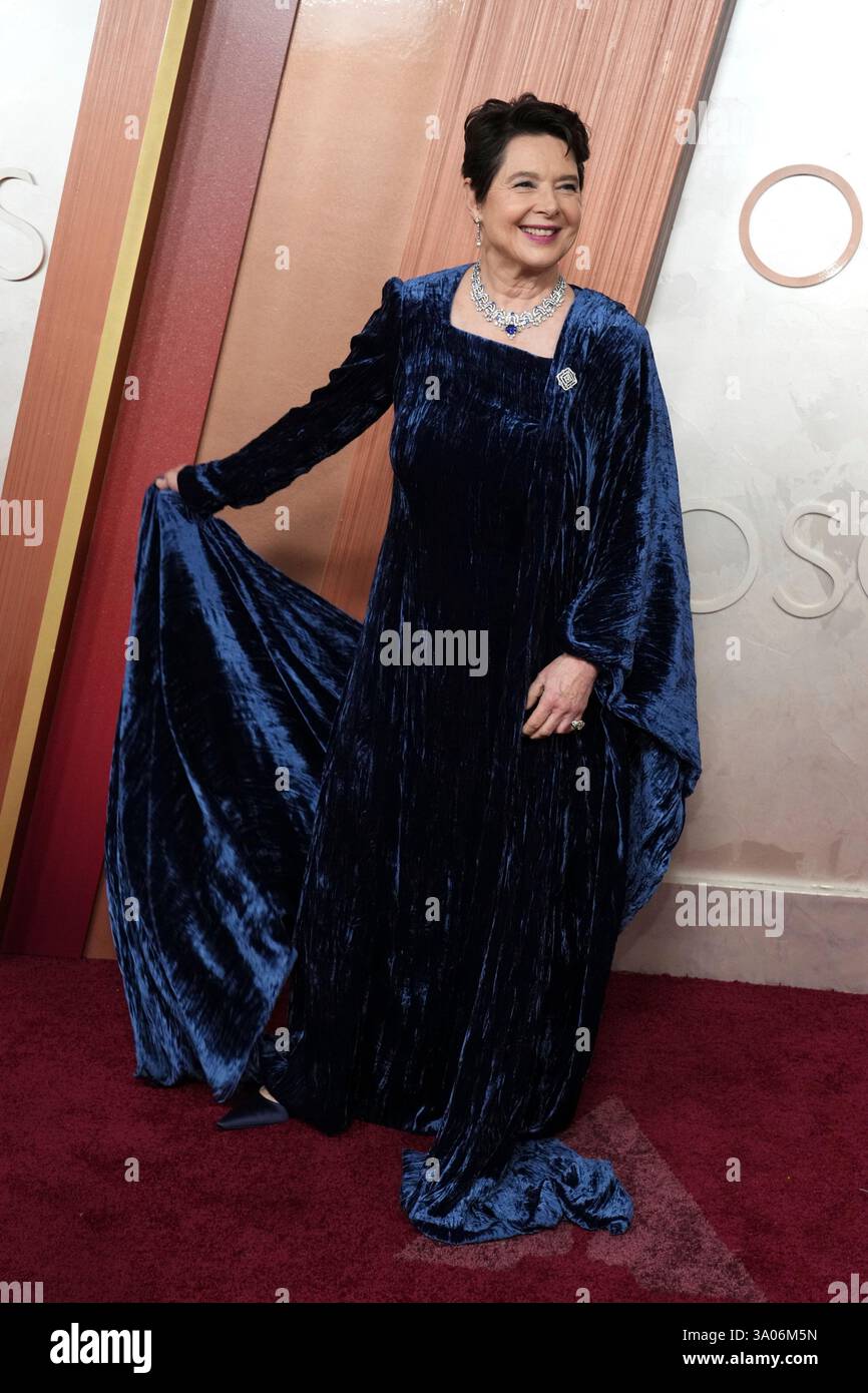 Isabella Rossellini arrives at the Oscars on Sunday, March 2, 2025, at ...