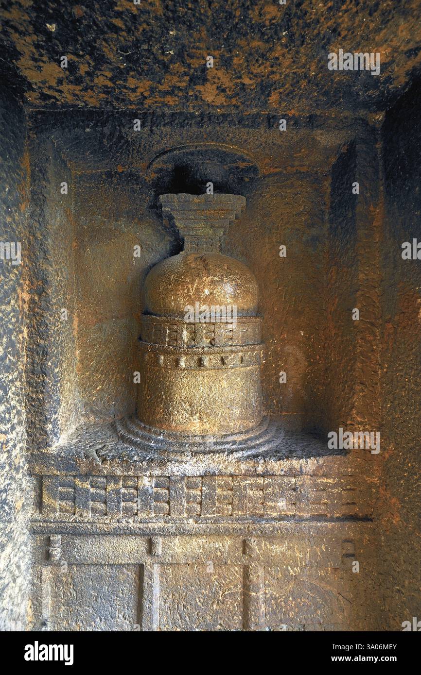 Stupa in pale Buddhist cave, Mahad, Raigad Raigarh, Maharashtra, India ...