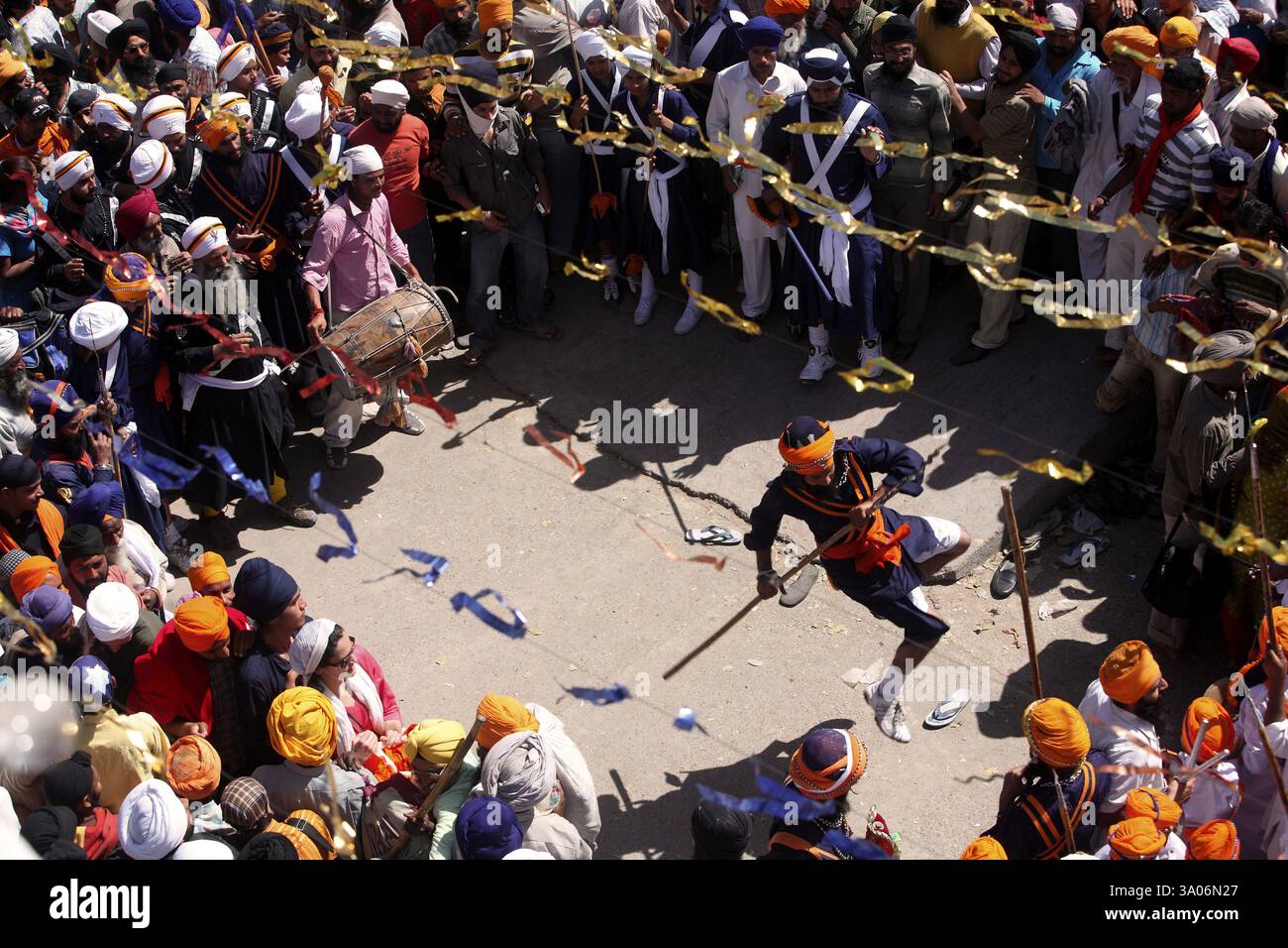 Nihang or Sikh warriors performing stunts with Bhala in during Hola ...