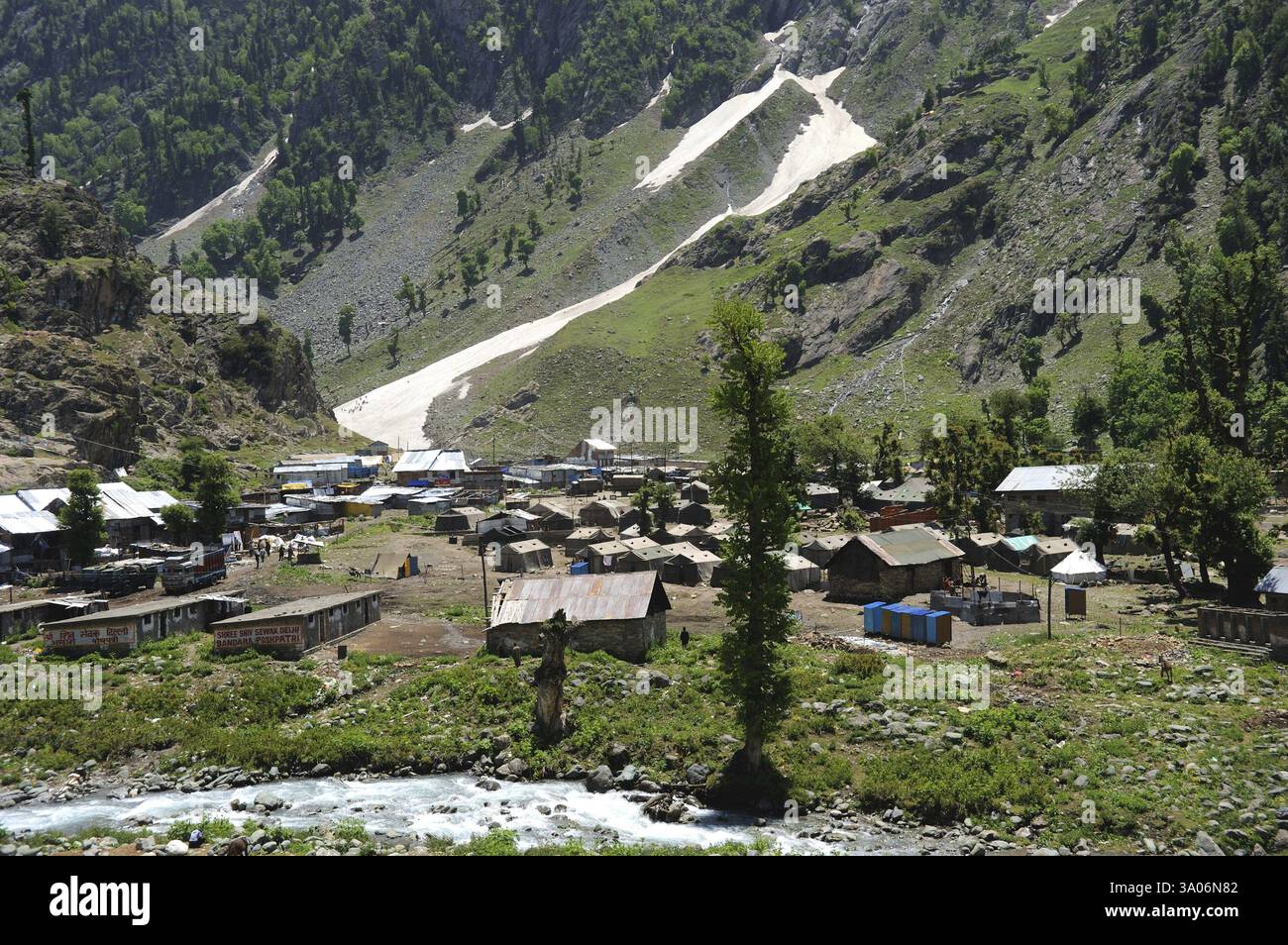 Village and valley, Kashmir, Jammu and Kashmir, India, Asia Stock Photo ...