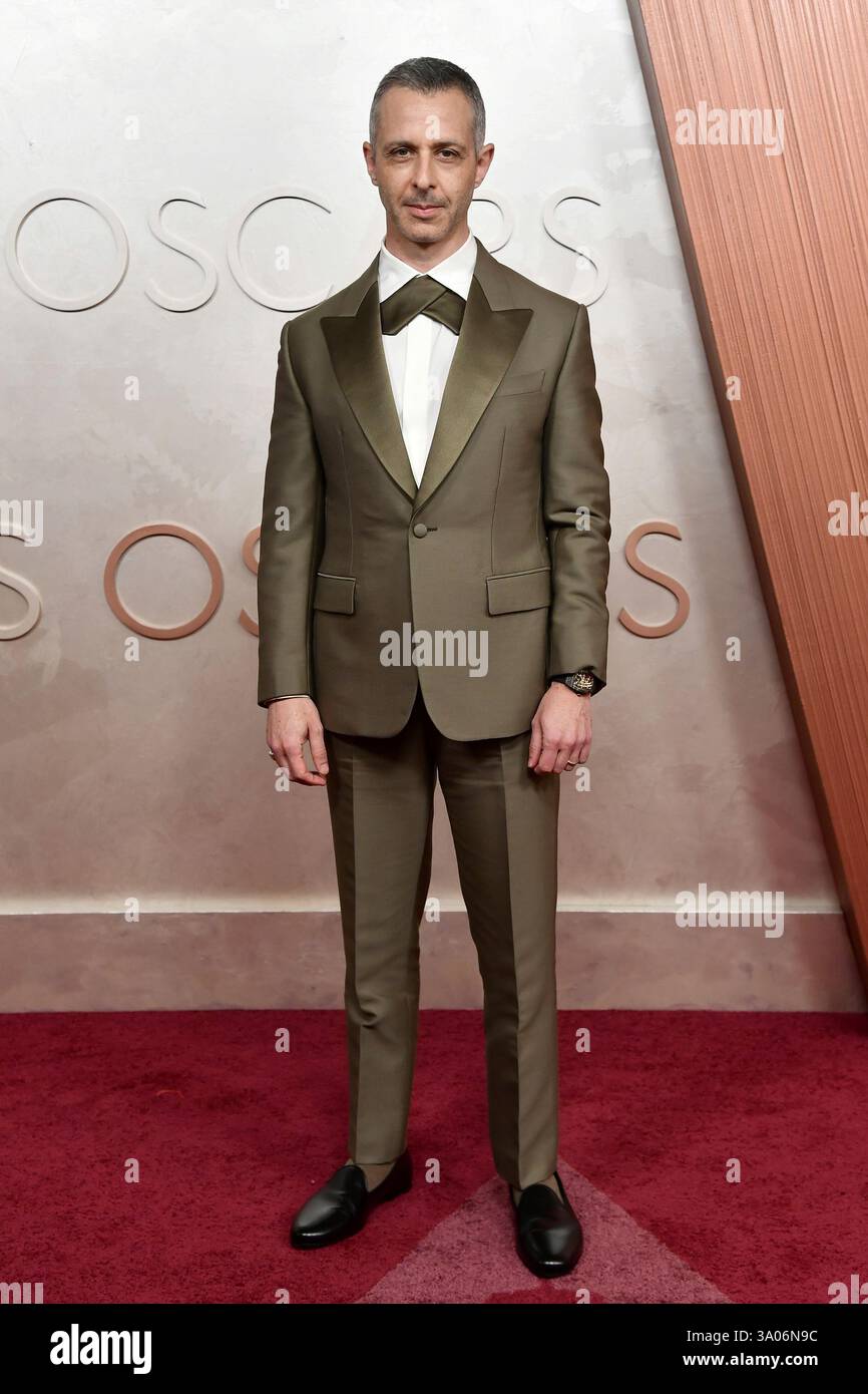 Jeremy Strong arrives at the Oscars on Sunday, March 2, 2025, at the ...