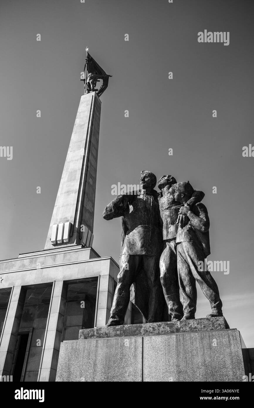 Monument to the soviet soldiers Black and White Stock Photos & Images ...