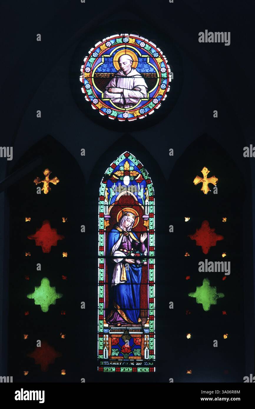Stained glass in church of sacred heart, Pondicherry, Tamil Nadu, India, Asia Stock Photo - Alamy