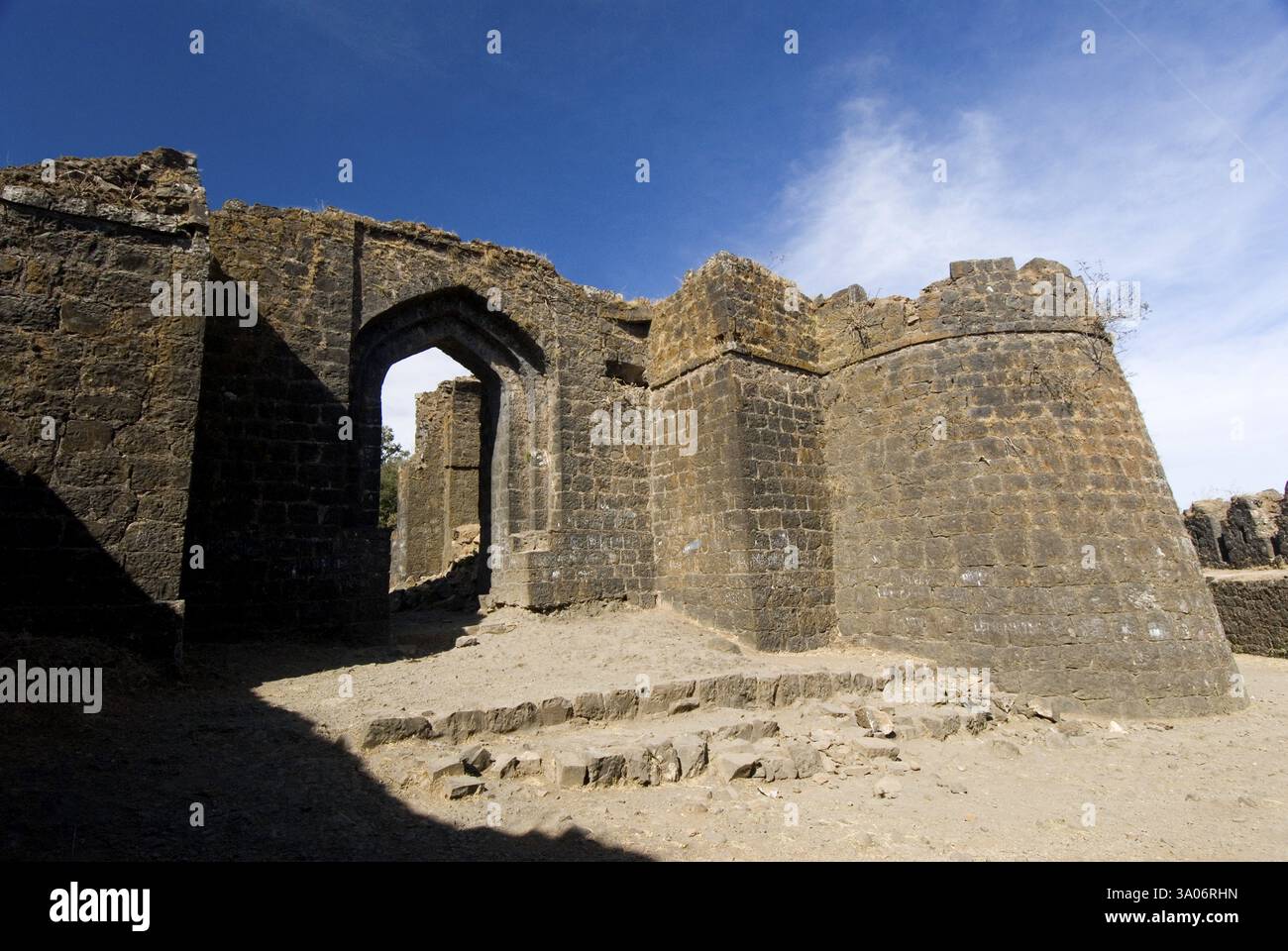 Great main gate and bastion of Gavilgad fort at Chikhaldara, district ...