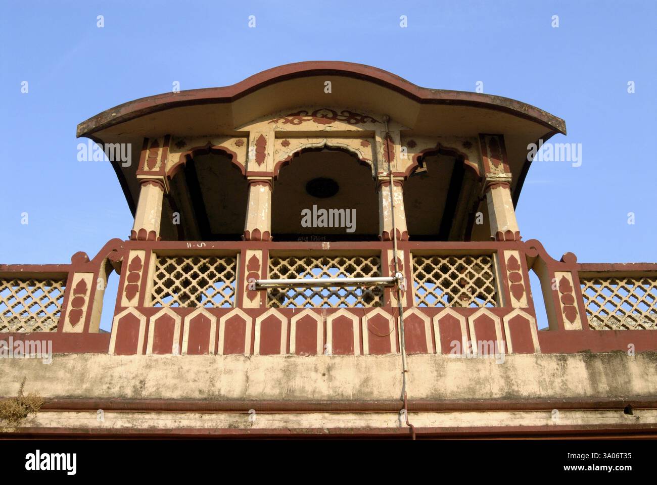 Top of decorated entrance of Devdeveshwar temple viewing gallery at ...