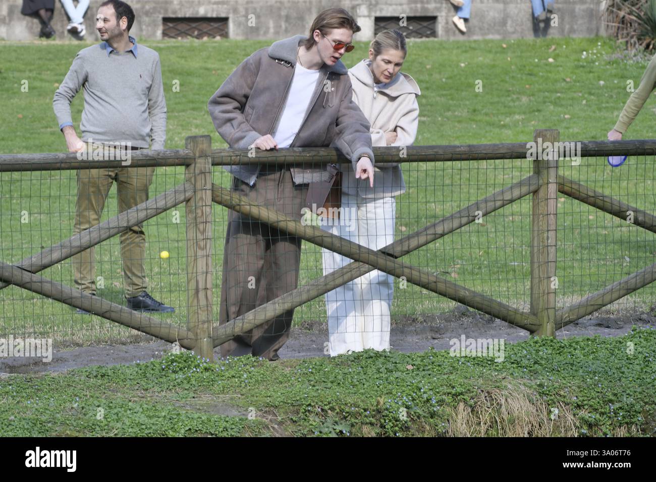 American actress Kelly Rutherford walking with her son Hermés Gustaf ...