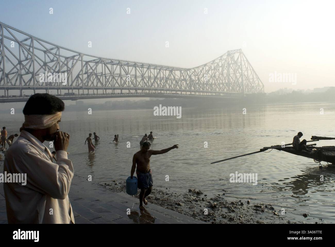 View of Howrah Bridge (Rabindra Setu) from Ghat On The River Hooghly A ...