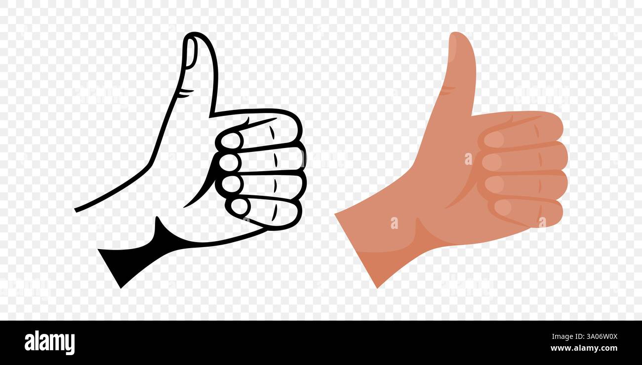 Flat Vector Thumbs Up Gesture. Hand Showing Like Sign, Approval Symbol ...