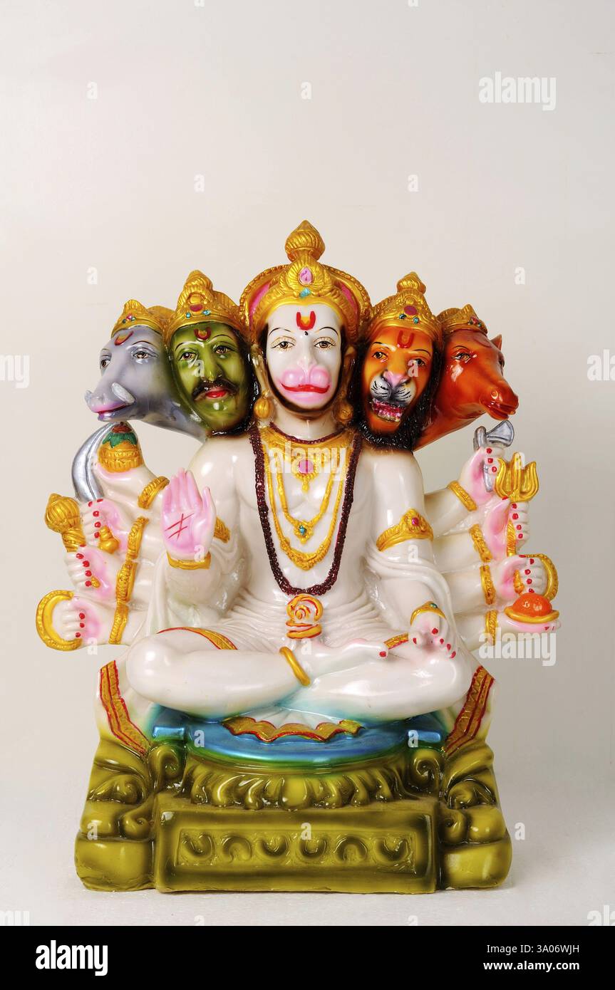 Clay statue of god panch mukhi hanuman Stock Photo - Alamy