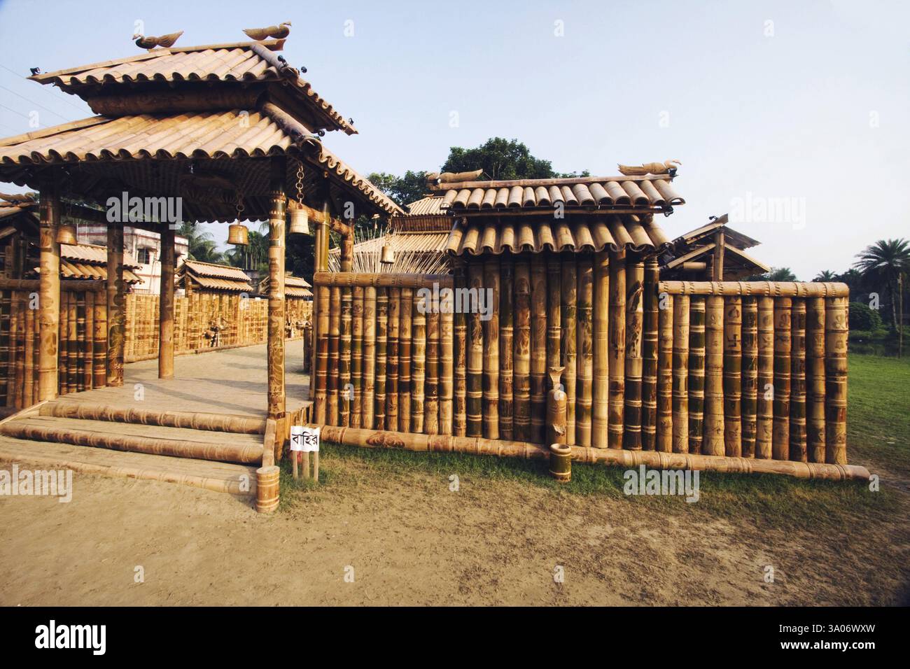 Decorated bamboo mandap for Durga Puja, Kolkata, West Bengal, India ...