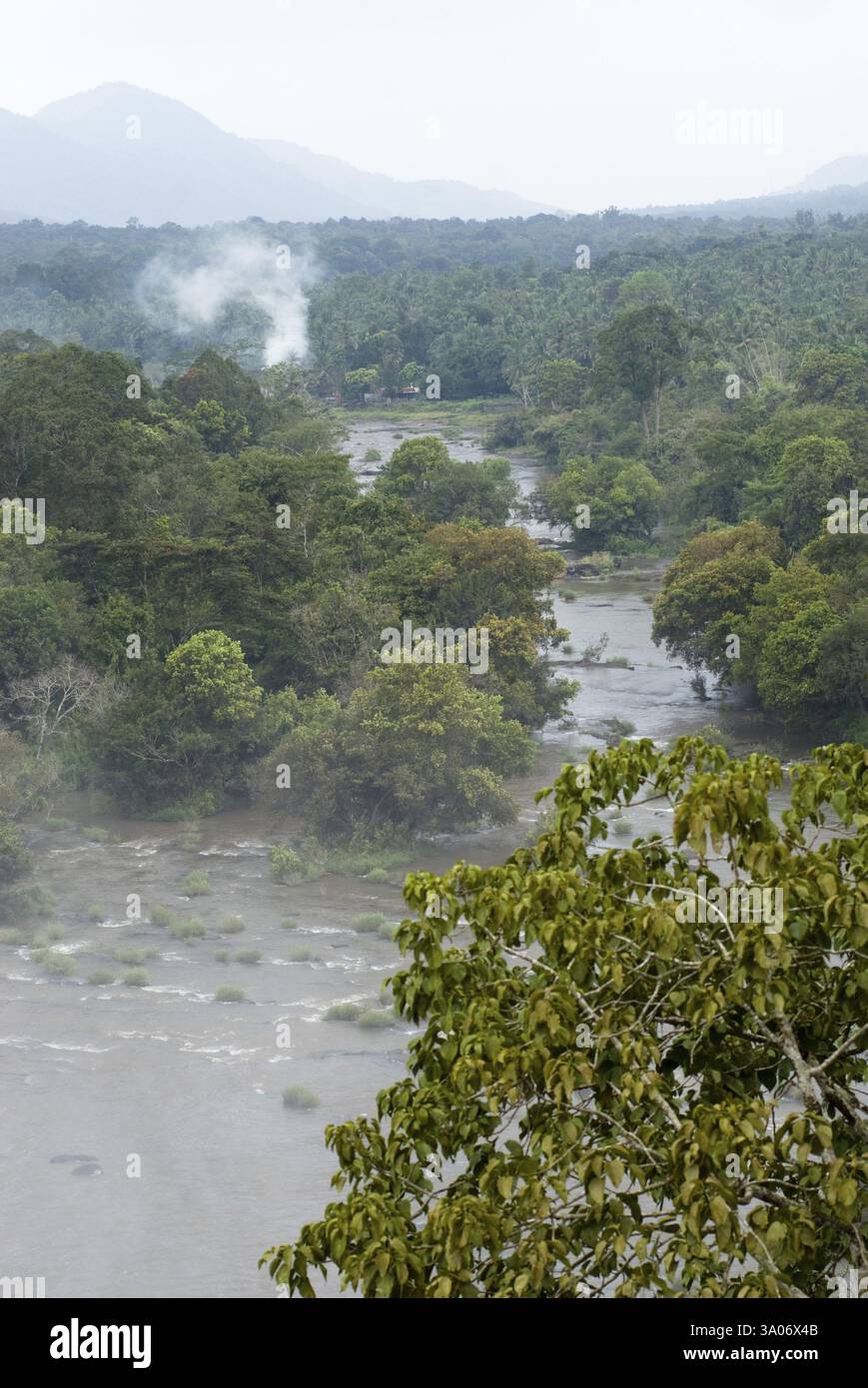 Chalakkudy river on edge of Sholayar forest range, Kerala, India, Asia ...