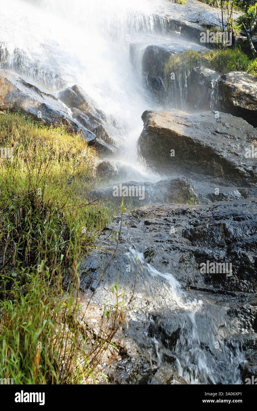 A waterfall during monsoon near Coonoor, Nilgiris, Tamil Nadu, India ...