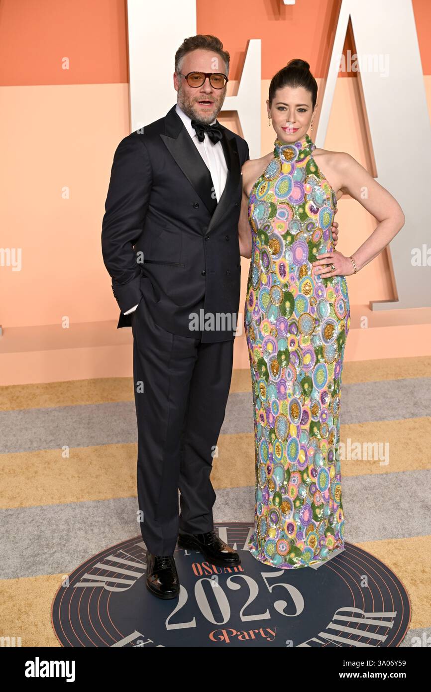 Seth Rogen and Lauren Miller Rogen attend the Vanity Fair Oscar Party ...