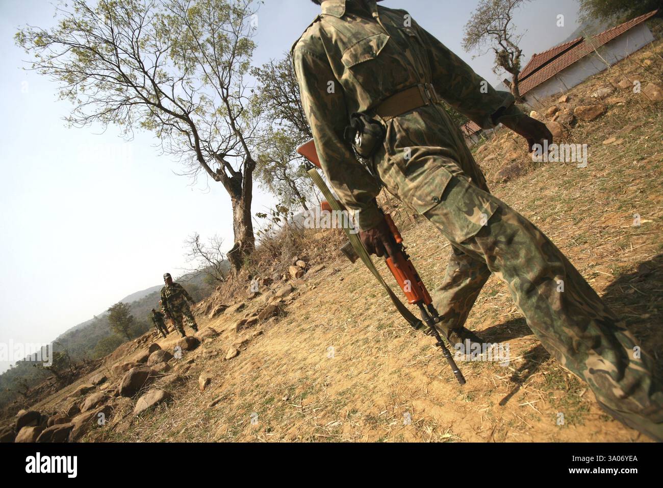 Central Reserve Police Force CRPF soldiers with gun hunt for naxalites ...