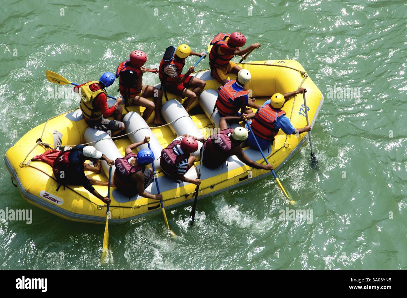 River rafting in ganga ganges during, Rishikesh, Uttaranchal ...