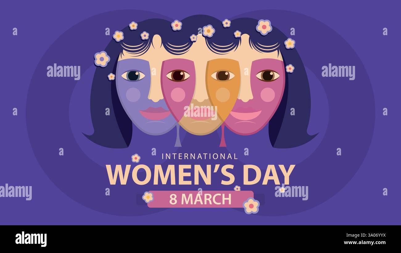 INTERNATIONAL WOMEN S DAY Greeting Card. Three women's faces of ...