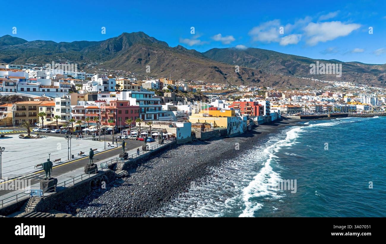 Aerial view of the beach of Candelaria, a coastal village located on ...