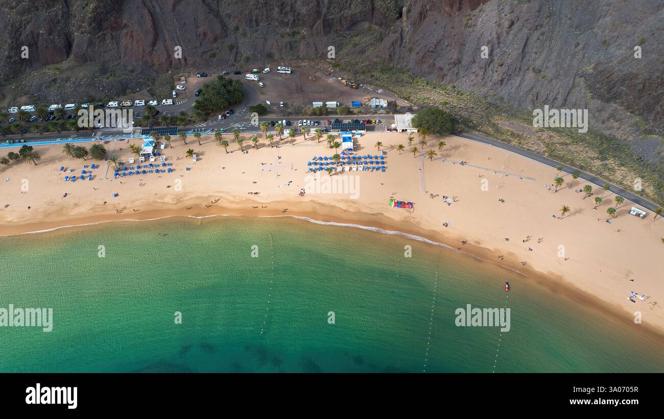 Aerial view of the Playa de Las Teresitas (Las Teresitas Beach) near ...