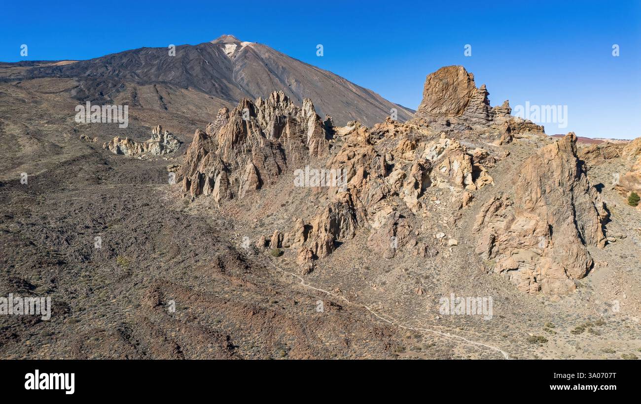 Aerial view of the Roques de Garcia (rocks of Garcia) in front of the ...