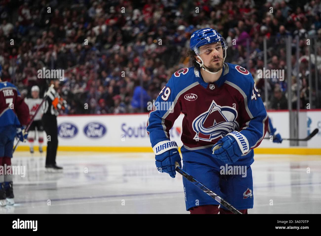 Colorado Avalanche defenseman Samuel Girard (49) in the second period ...